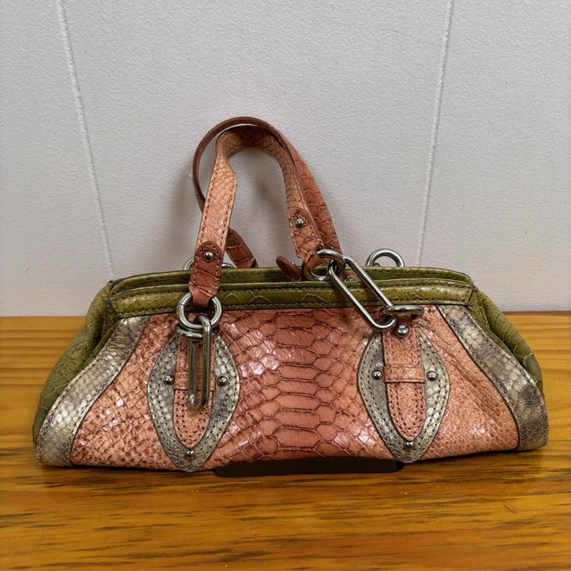 VINTAGE COLE HAAN Trinity Python Hand Bag with Double Handles Snakeskin ...