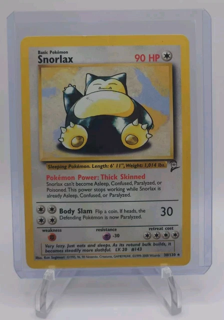 SNORLAX RARE 30/130 Base Set 2 Cartes Pokémon Vintage 2000 WOTC - Neuf ...