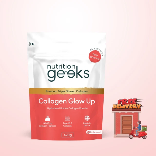 NUTRITION GEEKS COLLAGEN Glow Up Powder New Improved 14,000mg 420g 30 ...