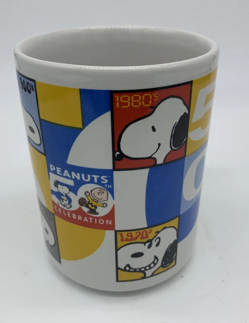 PEANUTS SCHULZ SNOOPY Through the Decades 50th Celebration Large Coffee ...