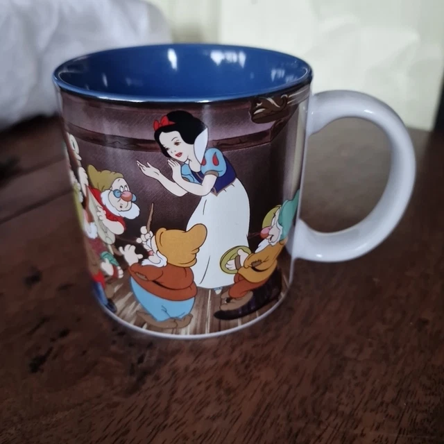 WALT DISNEY SNOW White & Seven Dwarfs Coffee Mug Cup Vintage Japan Blue ...