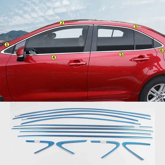 FOR TOYOTA COROLLA 2020-2024 Chrome Steel Window Sill Molding Strip ...