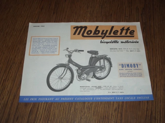 CATALOGUE MOBYLETTE MOTOBECANE Gamme 1965. EUR 5,00 - PicClick FR