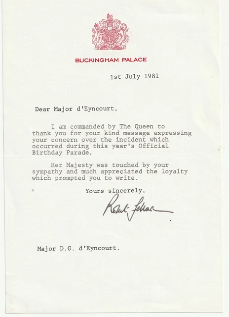 QUEEN ELIZABETH II Signed Letter - British Royal Family 1981 ...