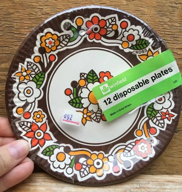 VINTAGE OLD PAPER Plates/Disposable/Floral Design/1960’s/70’s Kitsch ...