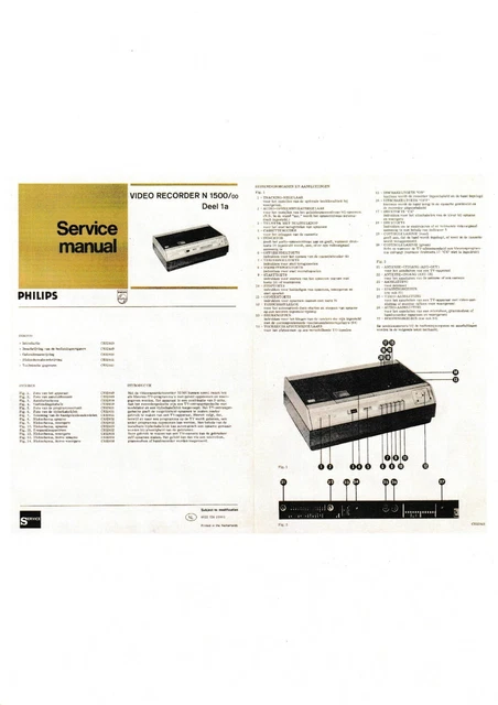 SERVICE MANUEL D'INSTRUCTIONS Dans Dutch pour Philips N 1500 EUR 23,55 ...