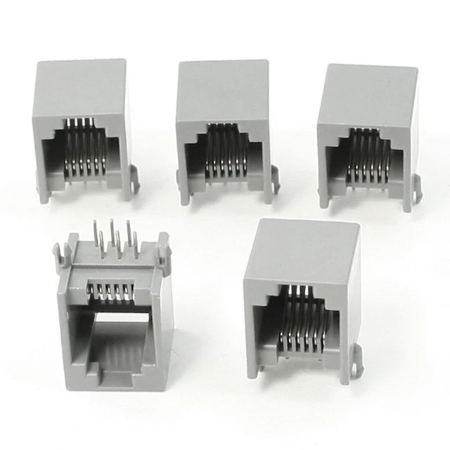 5 STÜCKE RJ12 6P6C 6 rund Pin Netzwerk Modular PCB Connector Buchse grau EUR 12,09 - PicClick DE