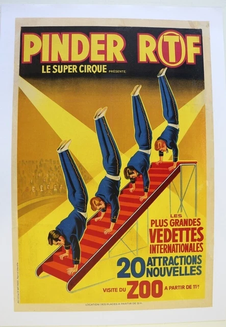 AFFICHE CIRQUE PINDER ORTF équilibristes ZOO 20 ATTRACTIONS NOUVELLES ...