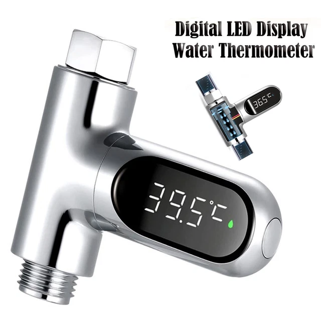 360° DIGITAL SHOWER Temperature LED Display Water Thermometer Sensor ...