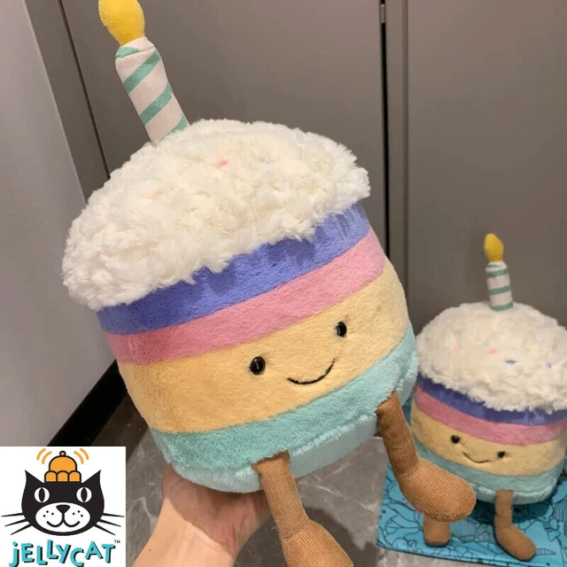 JELLYCAT AMUSEABLE RAINBOW Birthday Cake Plush - 15cm Collectible Soft ...