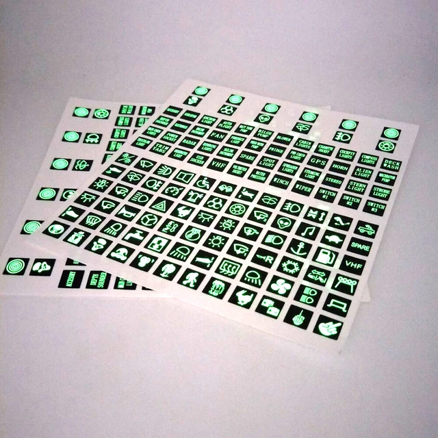 NIGHT GLOW ROCKER Switch Label Car Marine Boat Truck Circuit Panel ...