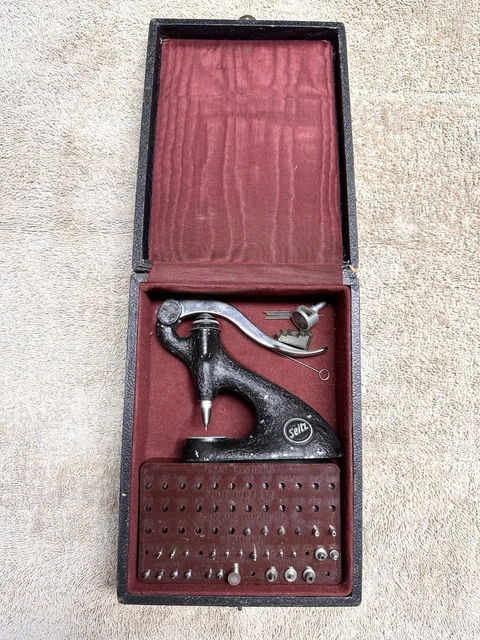 VINTAGE SWISS WATCH Repair Watchmakers Seitz Jeweling Tool Set With Box ...