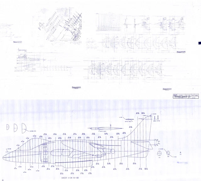 HARRIER JUMP JET AV8 AV-8A Blueprint Plans RARE detail period McD ...
