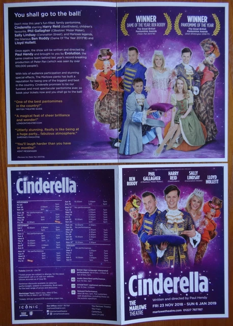 CINDERELLA - THEATRE leaflet flyer - Phil Gallagher, Harry Reid & Sally ...