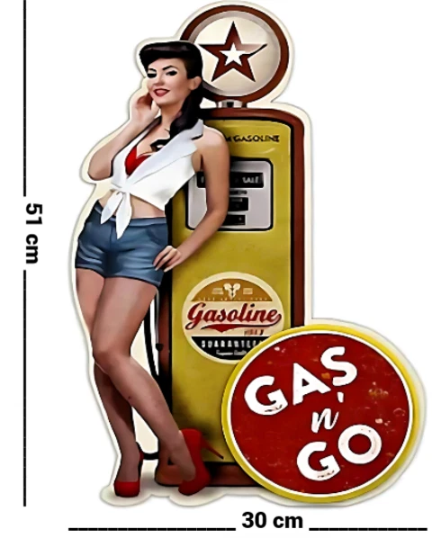 EMBOSSED METAL TIN Sign - Vintage Gas Pump Pin up Girl - Gift Ideas $54 ...