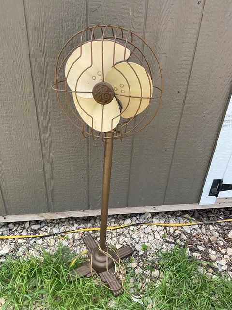 VINTAGE GE VORTALEX Oscillating Pedestal Fan Art Deco Base Runs No ...