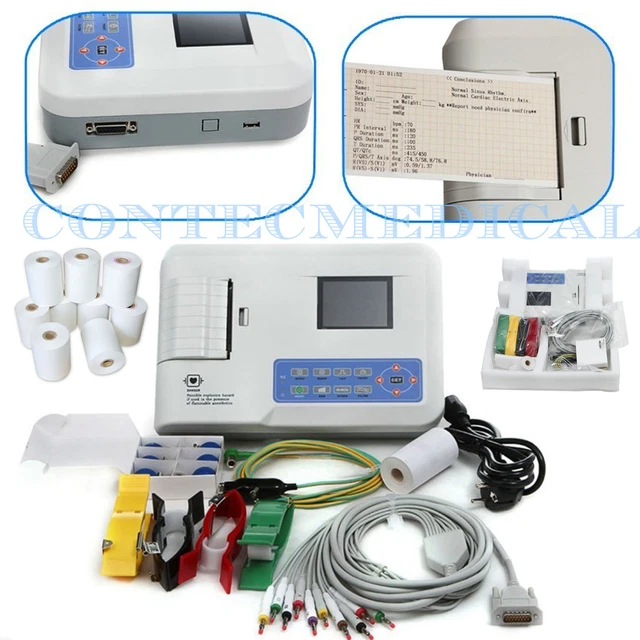 CE ECG300G DIGITAL 3 Channel 12 lead Electrocardiograph ECG EKG machine ...