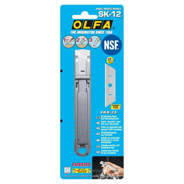 OLFA SK-12 EDELSTAHL Cuttermesser 17,5 Trapezklinge NSF®-Zertifikat Safety Serie EUR 13,96 ...
