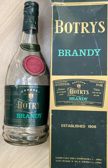 VINTAGE BOTRYS GREEK Brandy 40 Years Old - Empty Bottle and Carton 1970 ...