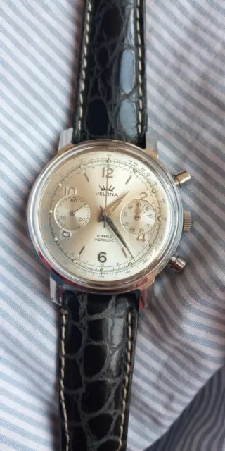 OROLOGIO VELONA CRONO Valjoux 92 "Primero Style"70s-Mint Condition ...