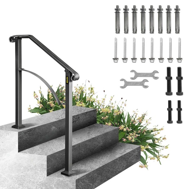 VEVOR IRON HANDRAIL Arch Step Hand Rail Stair Railing Fits 2 or 3 Steps ...