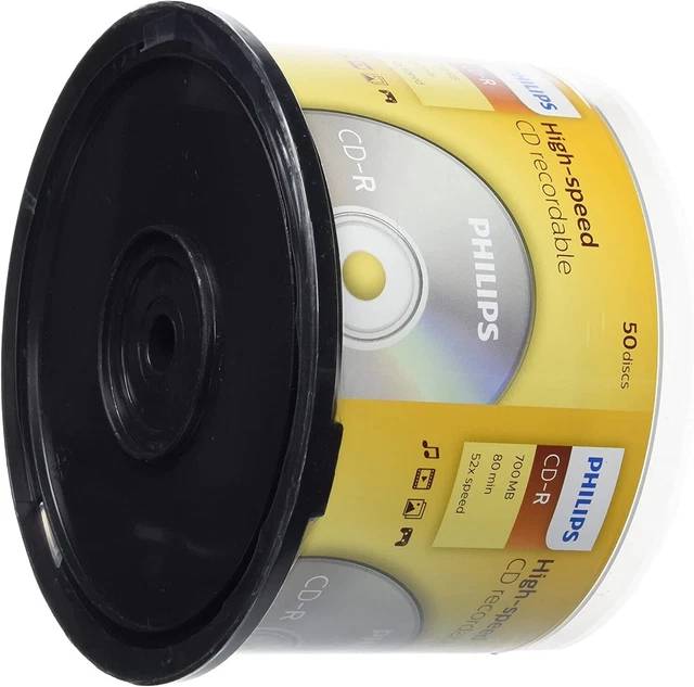PHILIPS CD-R 700MB, 80MIN High Speed CD Recordable. Pack of 50 discs £ ...