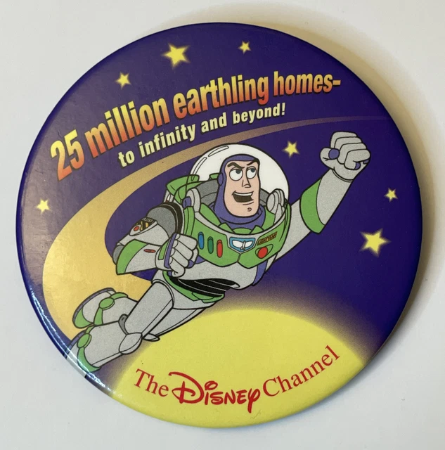 RARE DISNEY CHANNEL Promo Pinback Button - Buzz Lightyear Toy Story ...