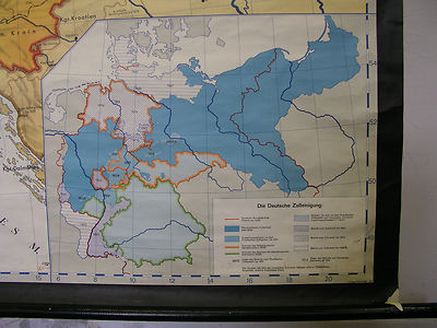 SCHULWANDKARTE WALL MAP School Map Germany 1815-1918 Nat. Einigung ...