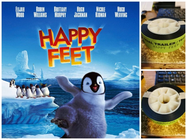HAPPY FEET 2006 robin williams Elijah Wood rare 35 mm film trailer reel ...
