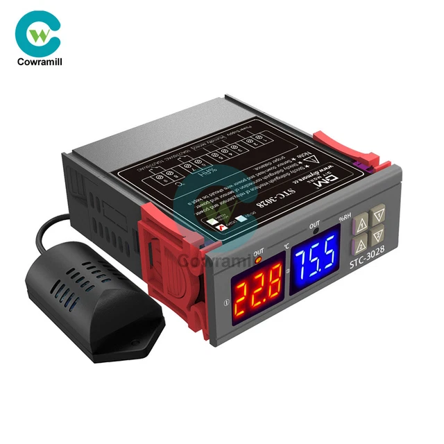 STC-3028 DIGITAL DC 24V 10A Dual LED Temperature Humidity Controller ...