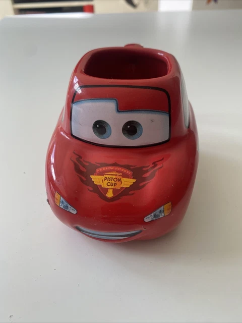 DISNEY PIXAR CARS Lightning McQueen 3D Car Coffee Mug Red RARE Cup ...
