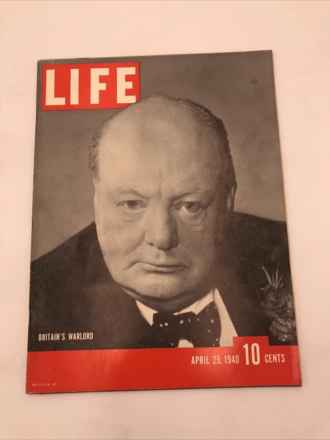 VINTAGE LIFE MAGAZINE April 29, 1940 Britain Prime Minister Winston ...