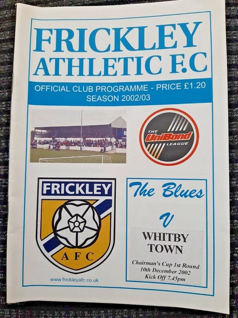 FRICKLEY ATHLETIC V Whitby Town. 10th December 2002. Chairman's Cup 1st ...