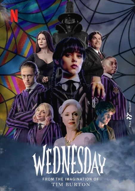 WEDNESDAY ADDAMS JENNA ortega Addams Family/Tim Burton Netflix A4 ...