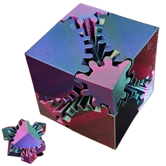 GEAR CUBE FIDGET 3D Printed Gear Cube Spin Cube Toy for Stress ...