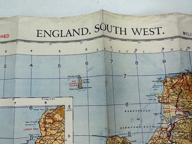 ORIGINAL WW2 BRITISH Army 1939 Map of England - RAF Bases - South West ...