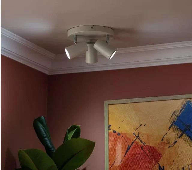 3 LIGHT CEILING Spotlight Plate Matt White 3W Adjustable Heads GU10-IP ...