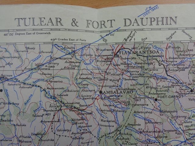 WW2 (1943) BRITISH Army / RAF map of MADAGASCAR entitled "TULEAR & FORT ...
