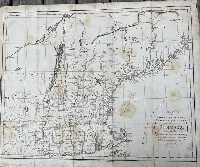 MAP OF THE Northern, or New England States of America Russell 1795 ...