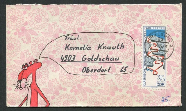 DDR BRIEF 1975 Der Rosarte Panther Paulchen Pink Panther Handgezeichnet ...