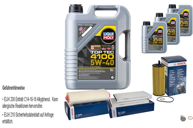 BOSCH INSPECTION SET 8L Liqui Top Moly Tec 4100 5W-40 pour BMW série 5_ Touring EUR 153,73 ...