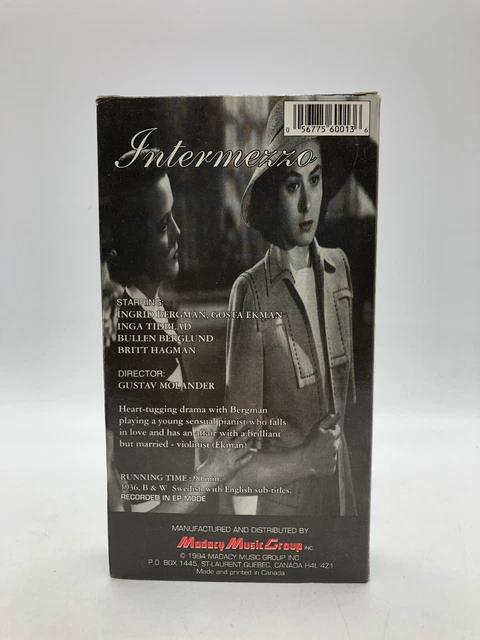 INTERMEZZO USED VHS Ingrid Bergman Gosta Ekman Pre Code Hollywood Classic $4.99 - PicClick CA