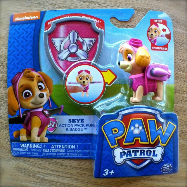 NICKELODEON PAW PATROL SKYE Action Pack Pup & BADGE Snap-On TOOL ...