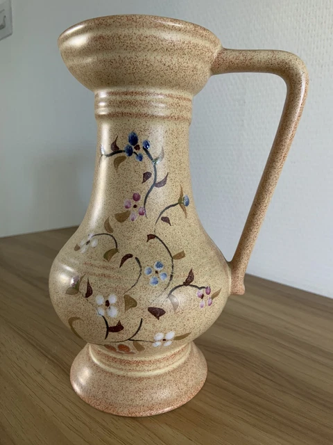 PICHET EN GRÈS beige décor fleurs en relief EUR 20,00 - PicClick FR