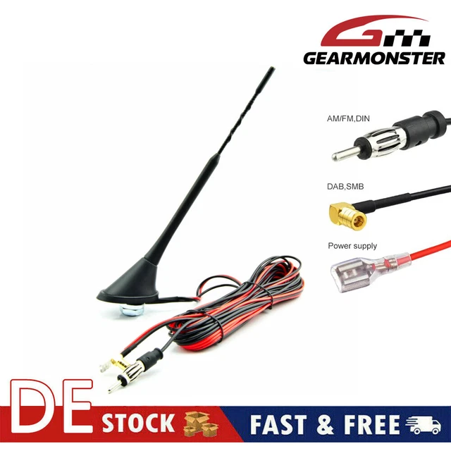 DAB+ ANTENNE AM FM Dachantenne Autoantenne Verstärker SMB DIN Kombi ...