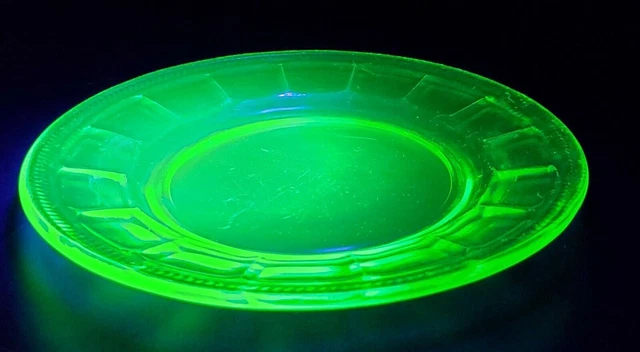 GREEN URANIUM ANCHOR Hocking Block Optic Plate 6" Depression, Vaseline ...