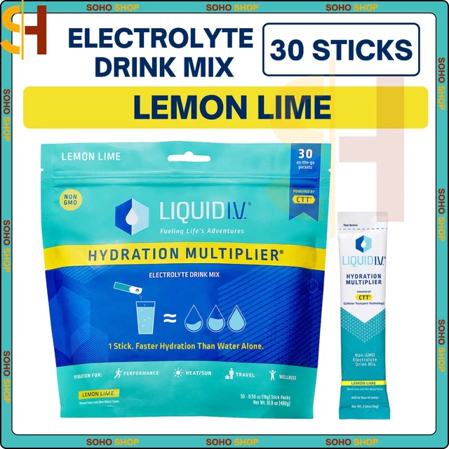 LEMON LIME - Liquid IV Hydration Multiplier 30 Individual Serving Stick ...