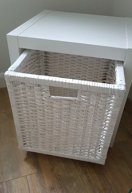 IKEA KALLAX SHELVING unit one cube in white with white Branas basket ...