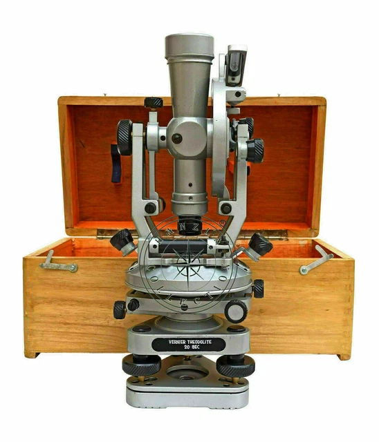 TEODOLITO CAJA DE Madera Tránsito Alidade Instrumento Topográfico ...