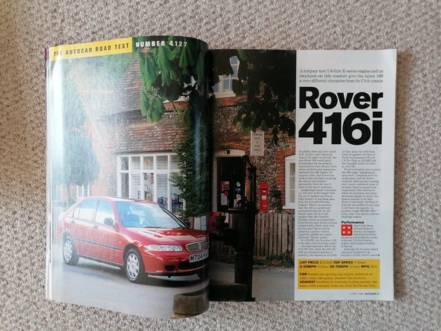 ROVER 400 AUTOCAR Road Test Magazine From 1995 £1.00 - PicClick UK